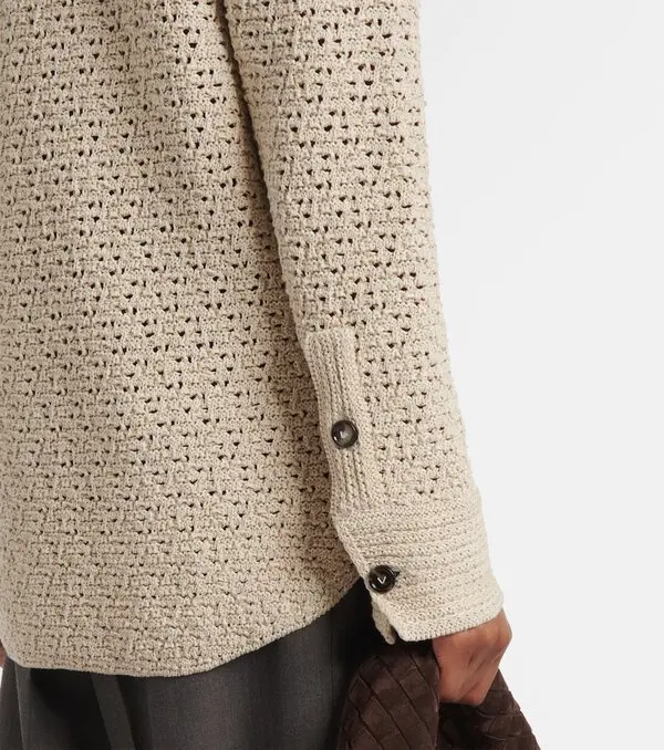 Bottega Veneta Cotton Crochet Shirt - Beige