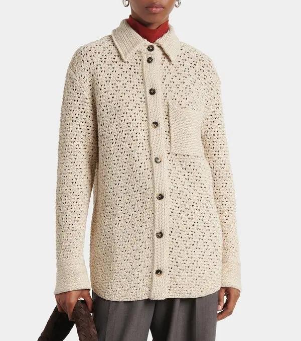 Bottega Veneta Cotton Crochet Shirt - Beige