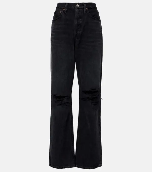 AGOLDE Kelly High-rise Distressed Straight Jeans In Fuse