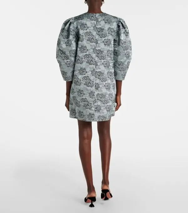 GANNI Floral Jacquard Mini Dress - Blue