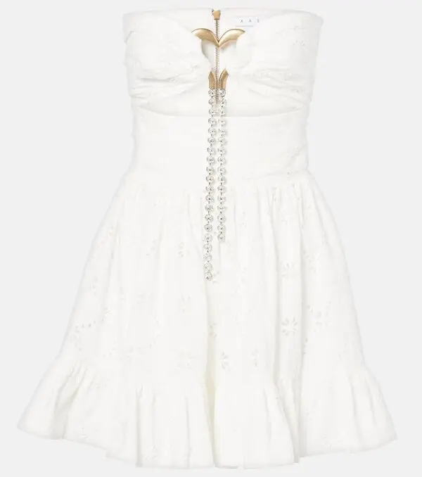 AREA Draped Cotton Mini Dress