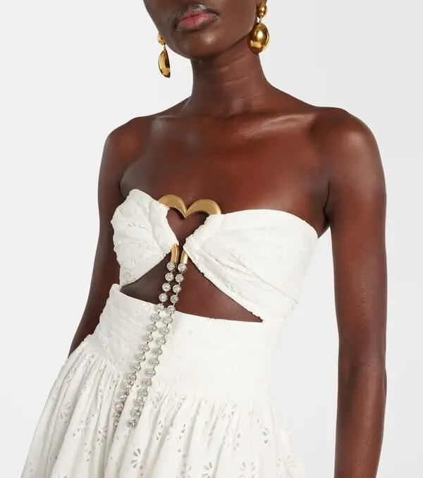 AREA Draped Cotton Mini Dress