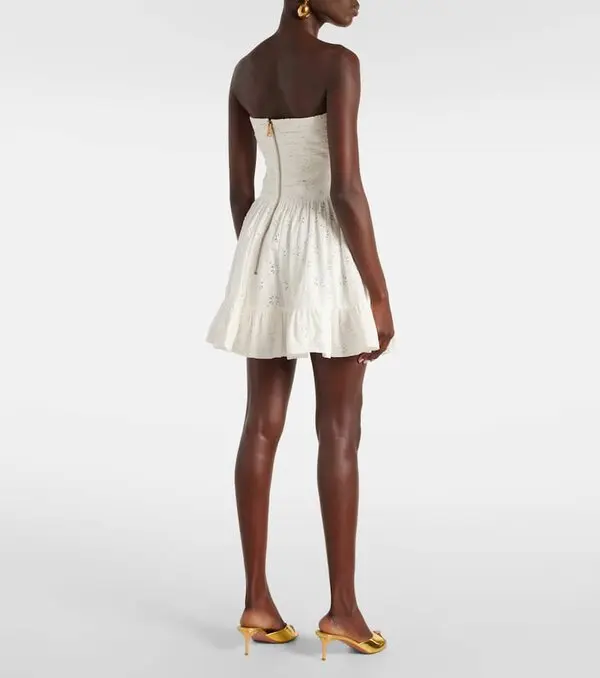 AREA Draped Cotton Mini Dress