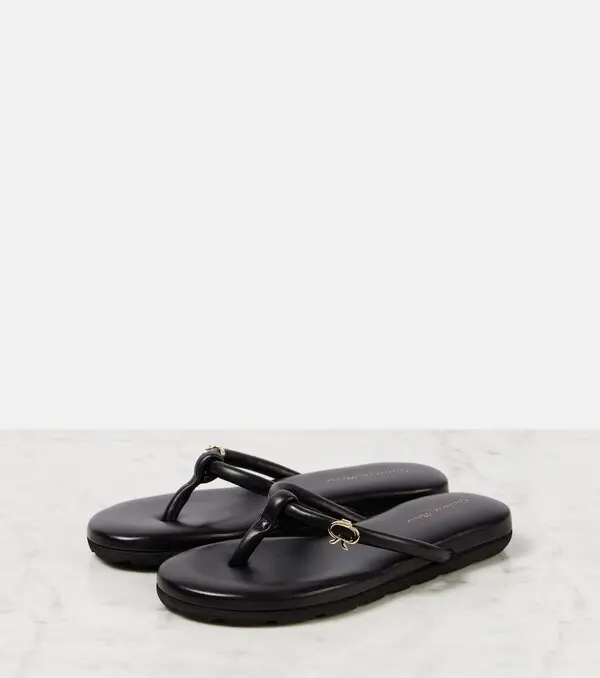 GIANVITO ROSSI Juno Leather Thong Sandals - Black