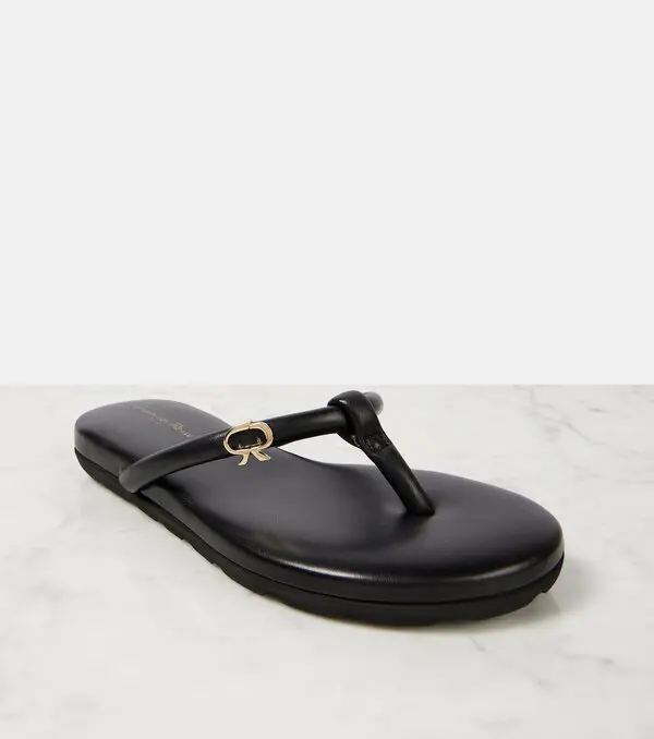 GIANVITO ROSSI Juno Leather Thong Sandals - Black