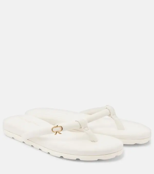 GIANVITO ROSSI Juno Leather Thong Sandals - White