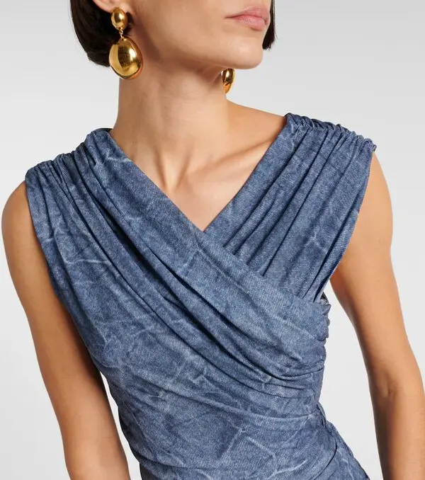 GANNI Printed Ruched Maxi Dress