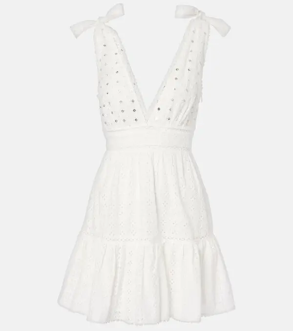 Poupette St Barth Cara Broderie Anglaise Mini Dress - White