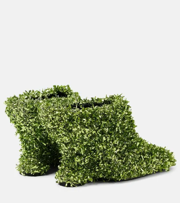 Dries Van Noten 105 Glitter Metallic Wedge Mules