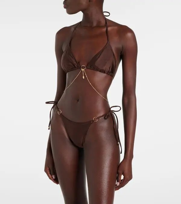 BANANHOT Ring Detail Bikini Bottoms - Brown