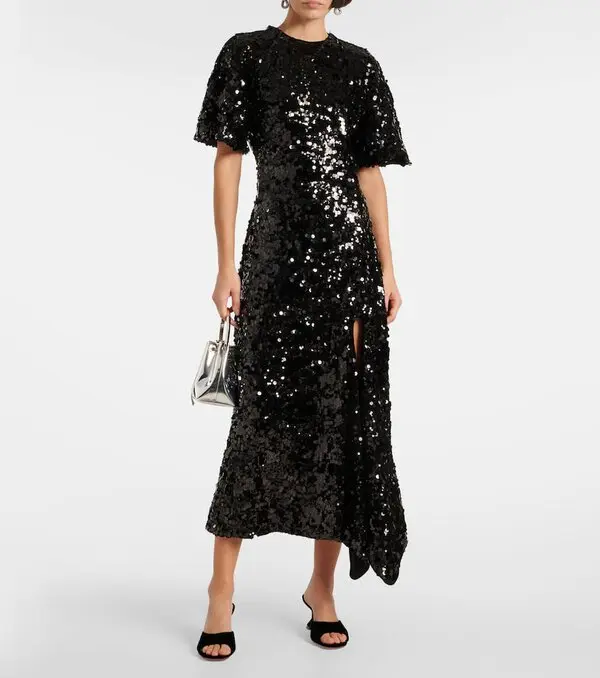 GANNI Sequined Velvet Maxi Dress