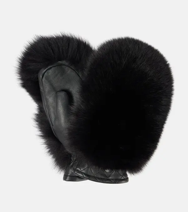 Goldbergh Hill Faux Shearling And Leather Mittens - Black