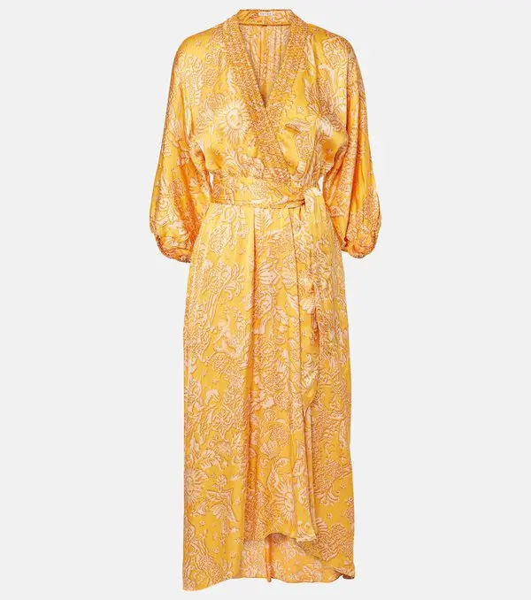 Poupette St Barth Celie Printed Asymmetrical Maxi Dress - Yellow