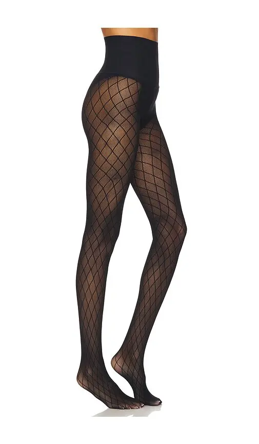 Commando Lattice Net Thigh High Stockings - Black