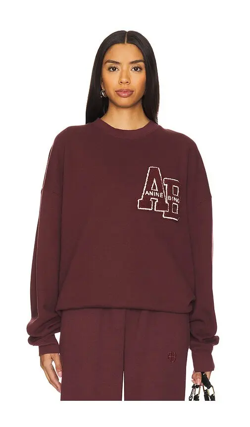 ANINE BING Miles Oversized Sweatshirt - Dark Burgundy