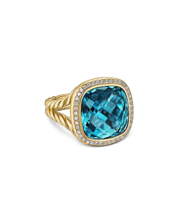 David Yurman Albion 18k Yellow Gold Ring - Hampton Blue Topaz/gold