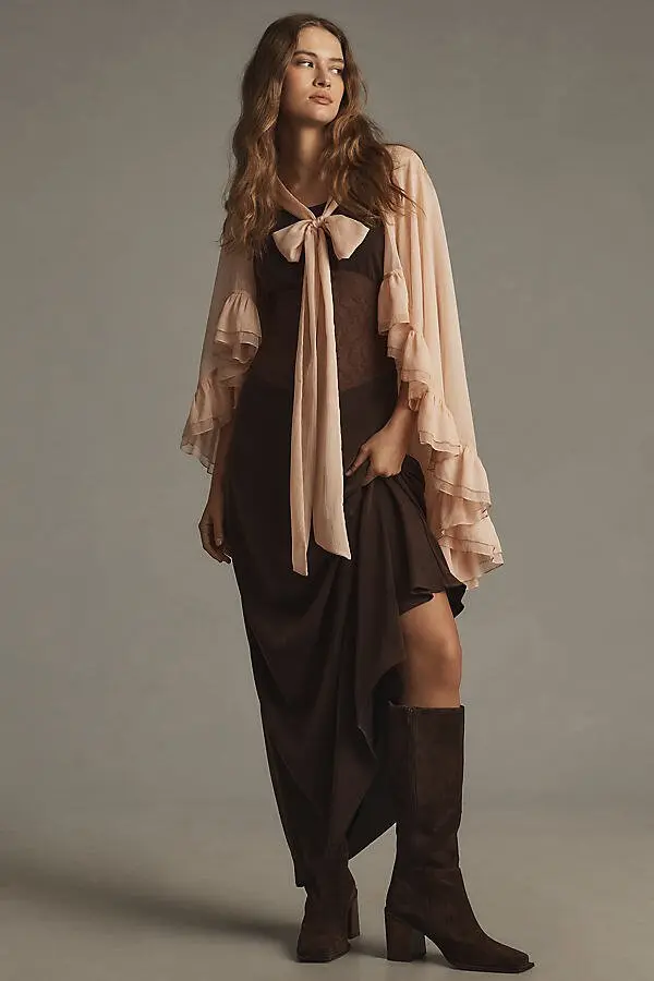 weworewhat brown dress Weworewhat Sleeveless Lace Maxi Dress In Brown - 50% Off