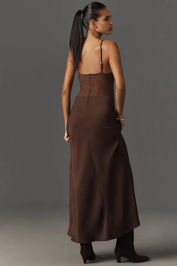 Weworewhat Sleeveless Lace Maxi Dress In Brown - 50% Off | Editorialist