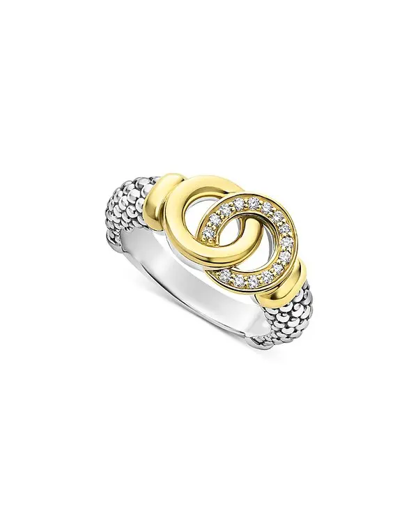 Lagos Diamond Interlocking Ring - Gold/silver