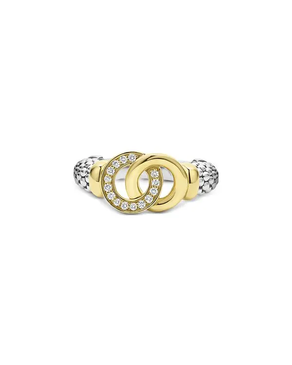 Lagos Diamond Interlocking Ring - Gold/silver
