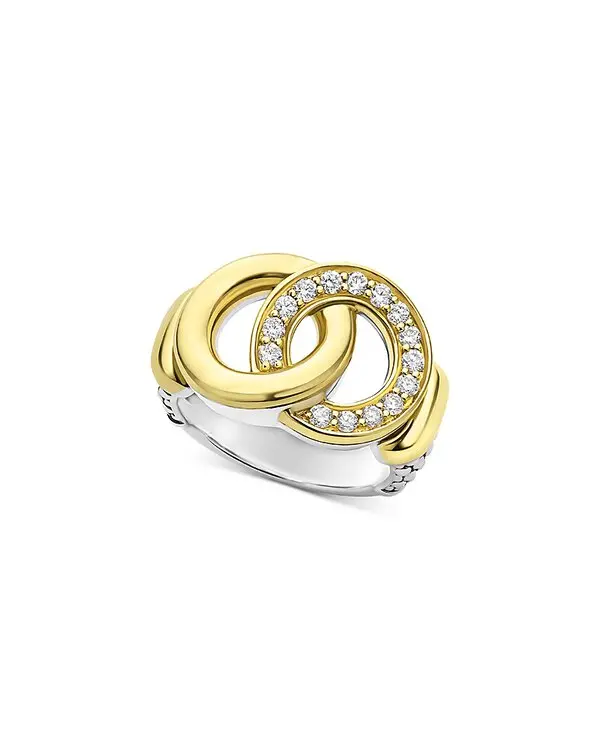 Lagos Two Tone Interlocking Diamond Ring - Gold/silver