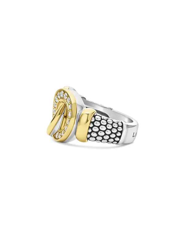 Lagos Two Tone Interlocking Diamond Ring - Gold/silver