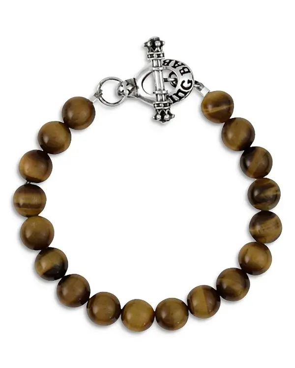 KING BABY STUDIO Brown Tiger Eye Bead Bracelet - Brown/silver