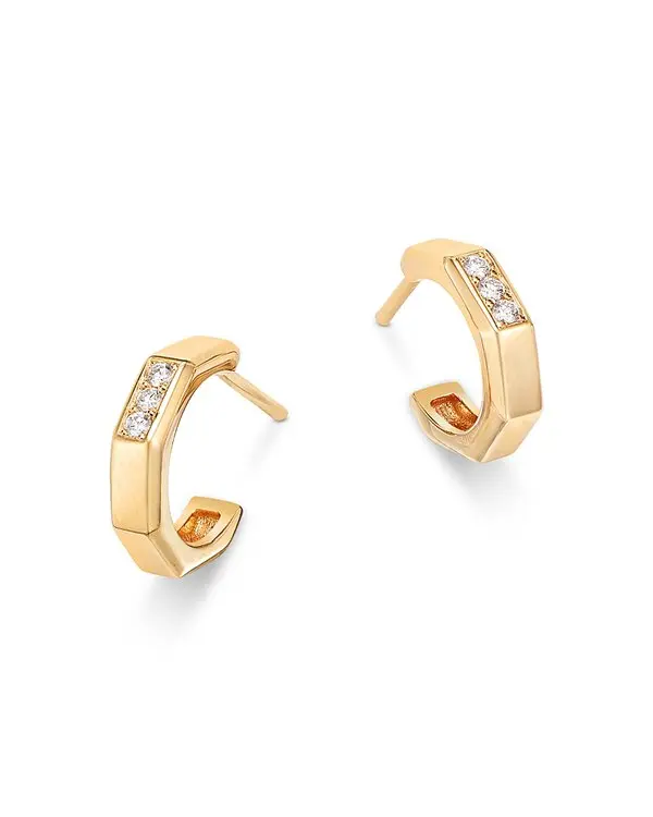 Zoe Chicco 14k Yellow Diamond Huggie Hoop Earrings - Gold