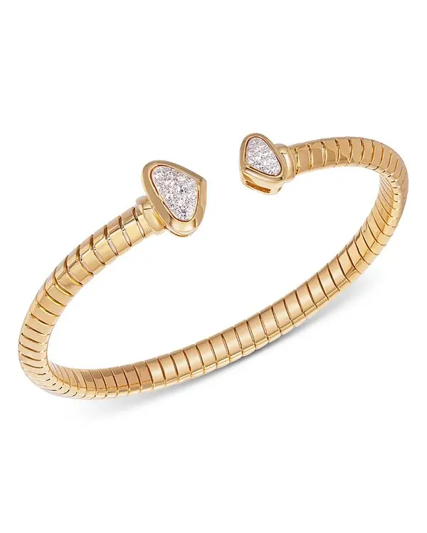Marina B 18k Yellow Trisolina Castanga Pave Diamond Bangle - Gold