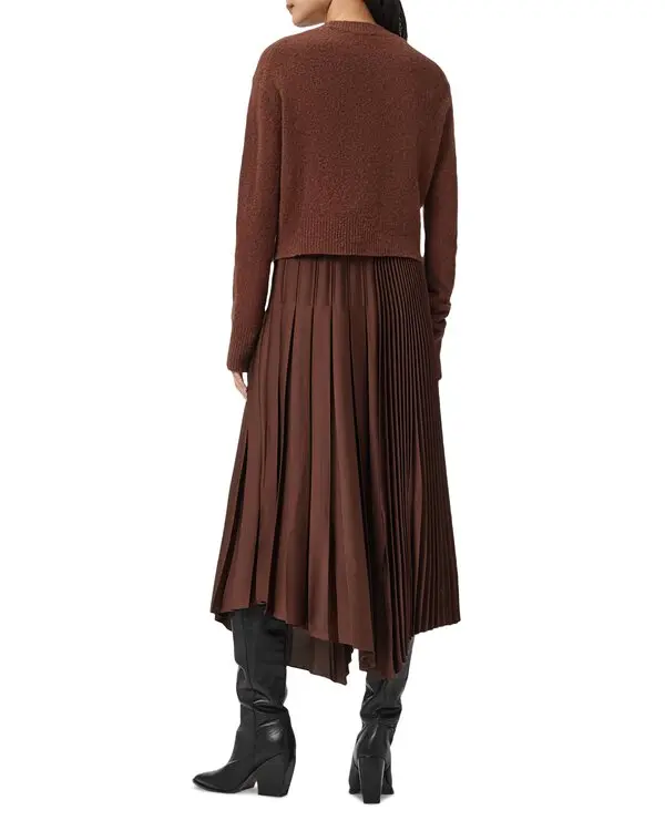 ALLSAINTS Jax 2-in-1 Pleated Maxi Dress