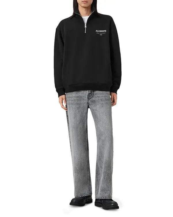 ALLSAINTS Underground Cotton Logo Half Zip Sweatshirt - Jet Black