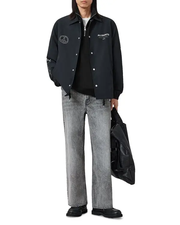 ALLSAINTS Underground Cotton Logo Half Zip Sweatshirt - Jet Black