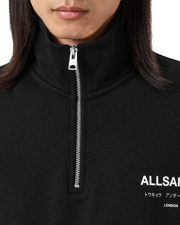 ALLSAINTS Underground Cotton Logo Half Zip Sweatshirt - Jet Black