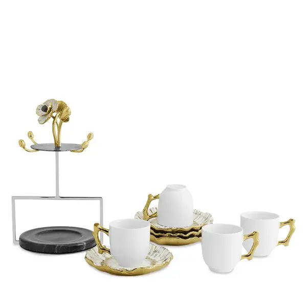 Michael Aram Anemone Demitasse Cup & Saucer Set With Stand