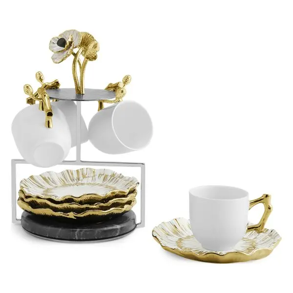 Michael Aram Anemone Demitasse Cup & Saucer Set With Stand