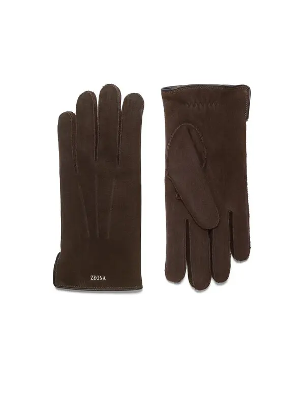 Zegna Suede Gloves - Dark Brown