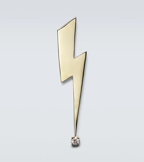 SYDNEY EVAN Lightning Bolt Diamond Brooch - Gold