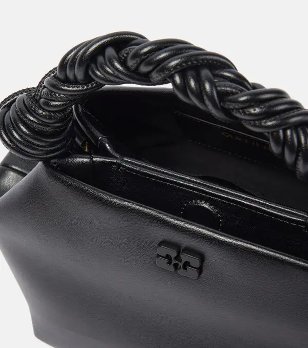 GANNI Small Leather Tote Bag - Black