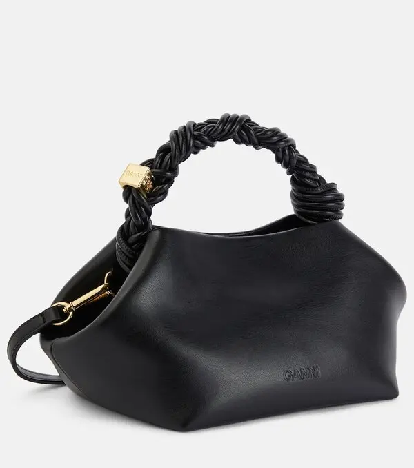 GANNI Small Leather Tote Bag - Black