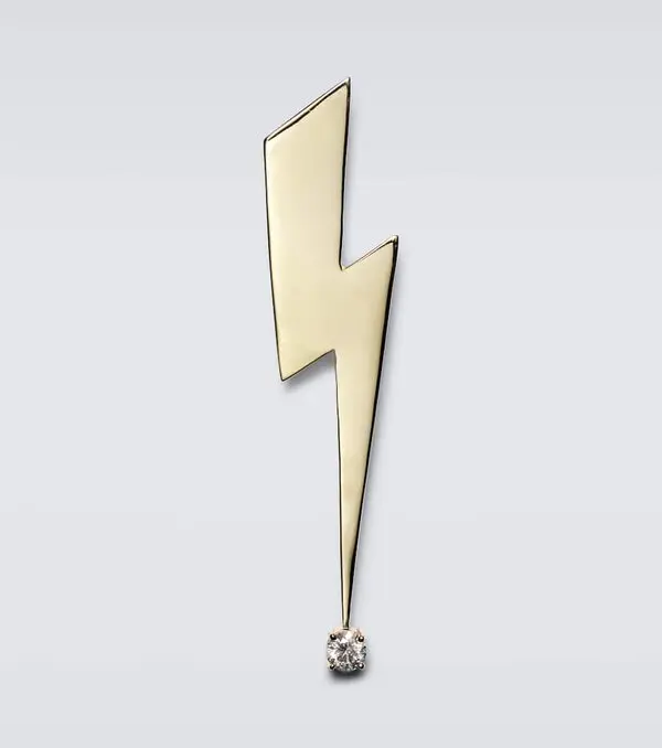 SYDNEY EVAN 14kt Yellow Lightning Bolt Brooch With Diamond - Gold
