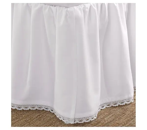 Laura Ashley Crochet White Queen Ruffled Bedski Rt