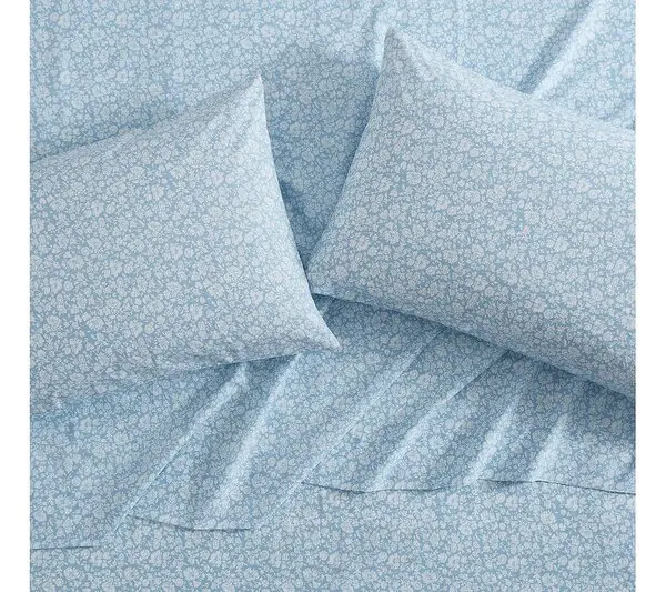 Laura Ashley Heirloom Ditzy Blue Twin Sheet Set