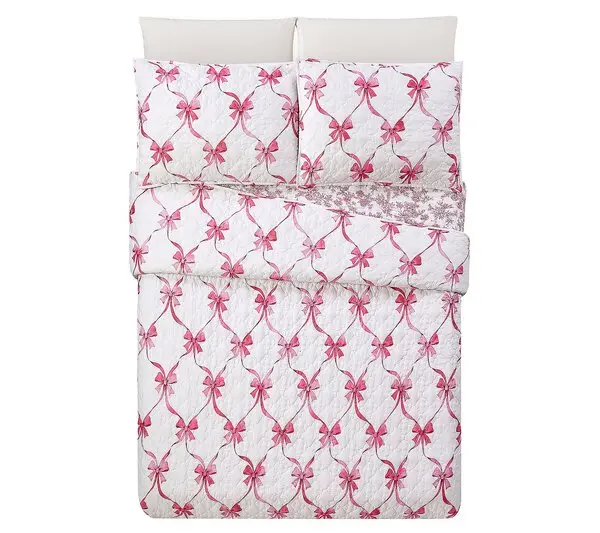 MODERN HEIRLOOM Abigail Bow Reversible Full/que En Quilt Set