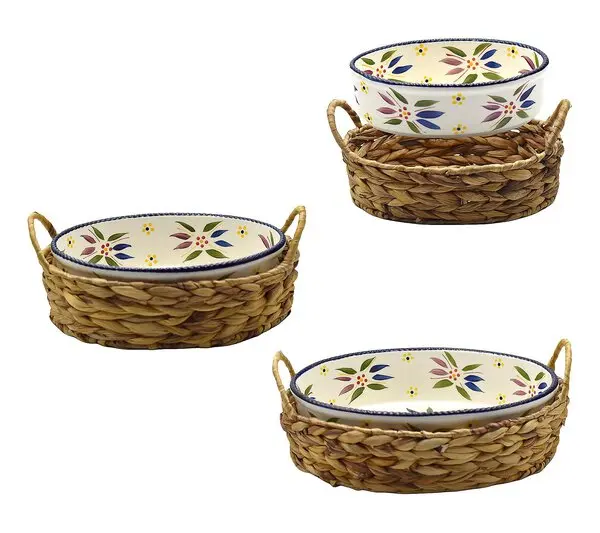 TEMP-TATIONS Old World S/3 Nostalgic Bakers W/basket - One-color