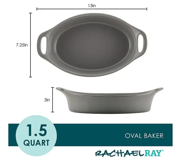 RACHAEL RAY 1.5-quart Ceramics Oval Baker