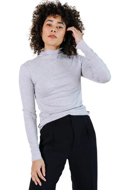 POPLINEN Norma Modal Ribbed Turtleneck - Heather Gray