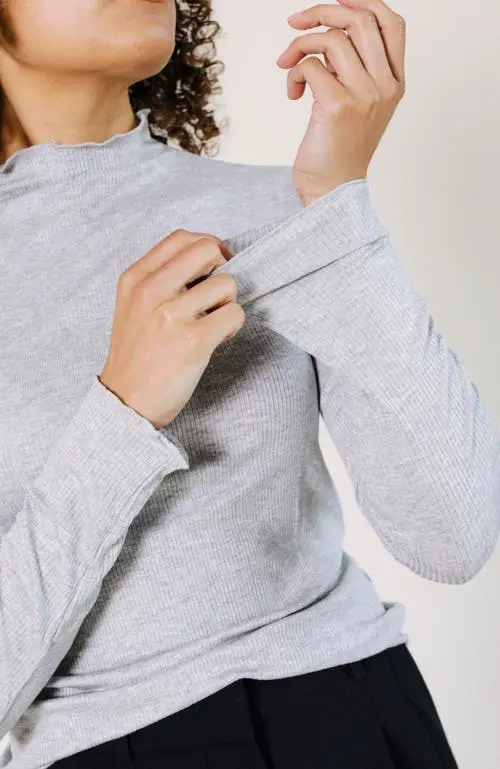 POPLINEN Norma Modal Ribbed Turtleneck - Heather Gray