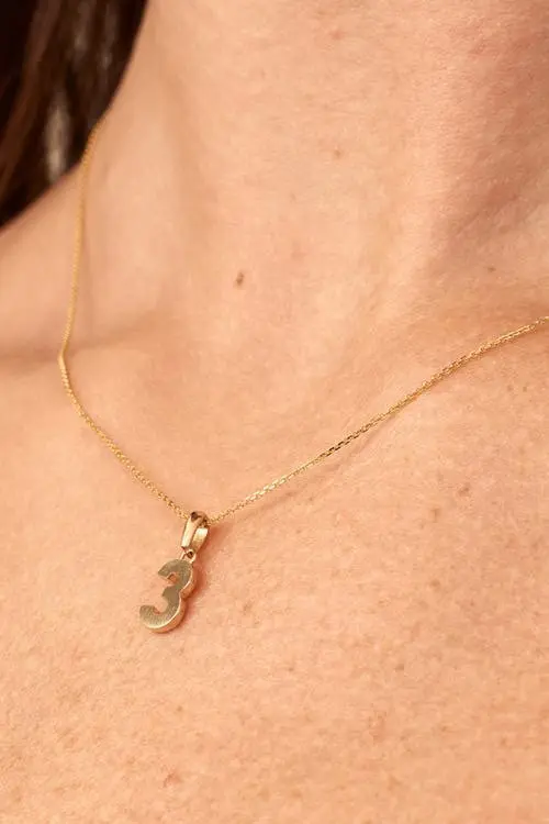 ORADINA 14k Gold My Number Charm Pendant - Number 2
