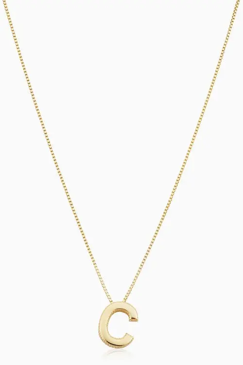 ORADINA 14k Gold Initial Pendant Necklace - Letter C