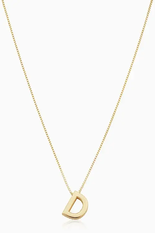 ORADINA 14k Gold Initial Pendant Necklace - Letter D
